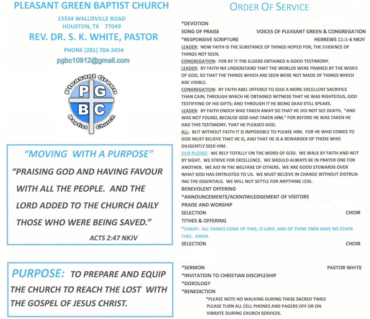 Church Program – Pleasant Green Baptist Church
